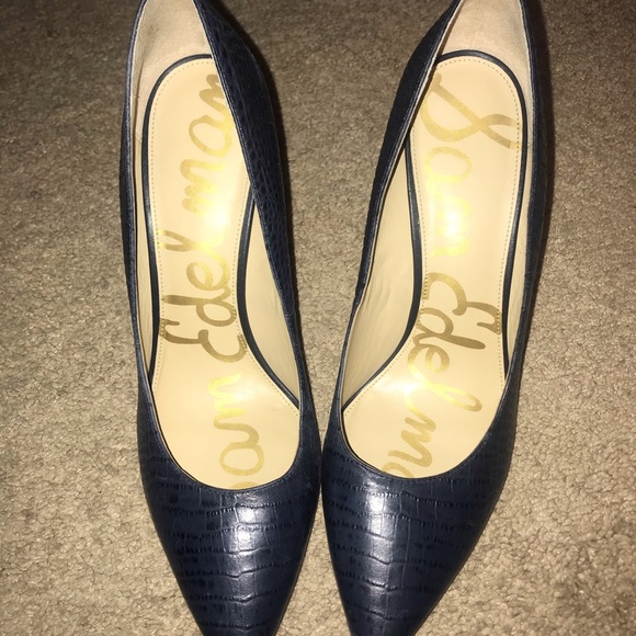 Sam Edelman | Shoes | Navy Blue Leather Pumps | Poshmark